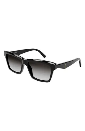 Saint Laurent Saint Laurent 56mm Rectangular Sunglasses Black