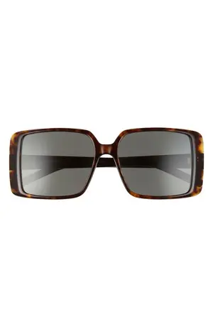 Saint Laurent Saint Laurent 56mm Rectangular Sunglasses Havana/ Grey