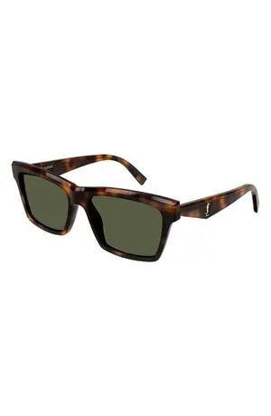 Saint Laurent Saint Laurent 56mm Rectangular Sunglasses Havana
