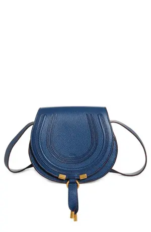 Chloé Chloé Small Marcie Leather Crossbody Bag Deep Denim