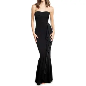 Dress The Population Paris Ruffle Strapless Mermaid Gown - Black