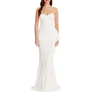 Dress The Population Paris Ruffle Strapless Mermaid Gown - White