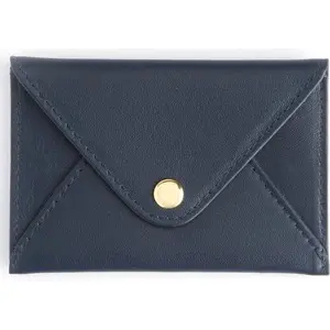 ROYCE NEW YORK Leather Envelope Card Holder Navy Blue
