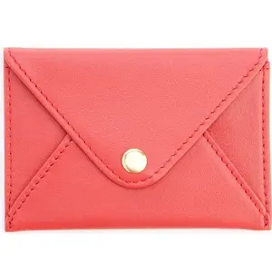 ROYCE NEW YORK Leather Envelope Card Holder - Red