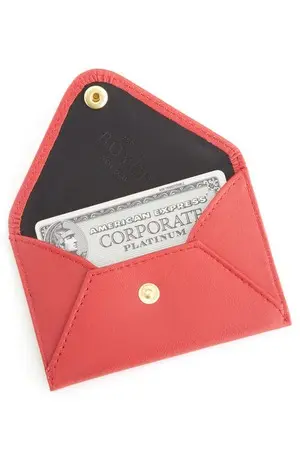 ROYCE NEW YORK Leather Envelope Card Holder - Red