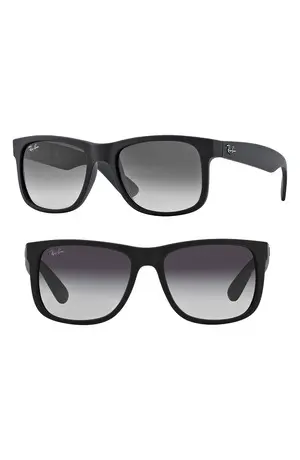 Ray-ban Justin 54mm Rectangular Sunglasses Black/ Black Gradient
