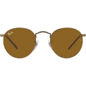 Ray-ban Icons 53mm Round Sunglasses - Antique Gold/brown