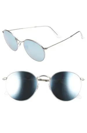 Ray-ban Ray-Ban Icons 53mm Round Frame Sunglasses Silver Mirror