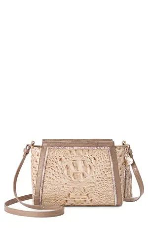 Brahmin Hillary Croc Embossed Leather Crossbody Bag - Beige Multi