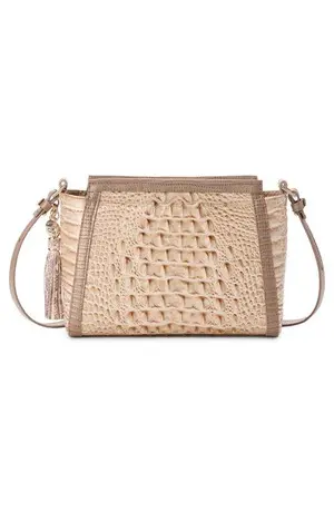 Brahmin Hillary Croc Embossed Leather Crossbody Bag - Beige Multi