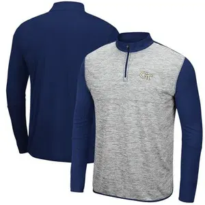COLOSSEUM Navy Georgia Tech Yellow Jackets Prospect Space-dye Quarter-zip Jacket - Gray
