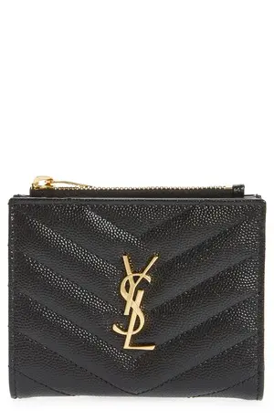 Saint Laurent Monogram Matelassé Leather Bifold Wallet Nero