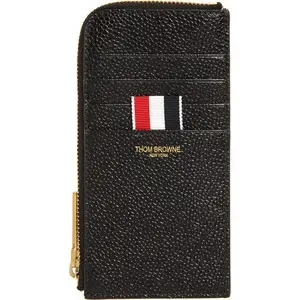 Thom Browne Half Zip Around Pebbled Leather Wallet - Black