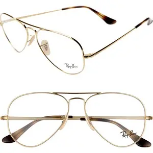 Ray-ban 55mm Aviator Optical Glasses - Gold/ Clear