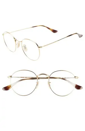 Ray-ban 50mm Round Eyeglasses - Gold