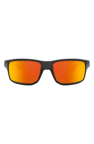 Oakley Oakley Gibston 61mm Polarized Wrap Sunglasses Black/prizm Ruby
