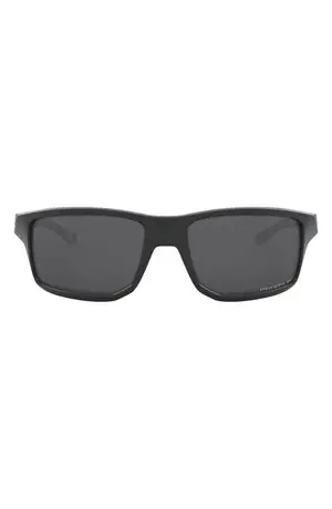 Oakley Gibston 61mm Polarized Wrap Sunglasses - Matte Black/prizm Black