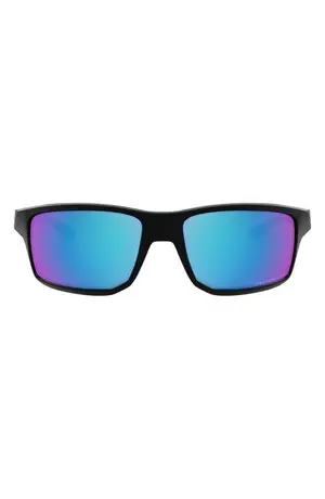 Oakley Gibston 61mm Polarized Wrap Sunglasses - Matte Black/prizm Sapphire