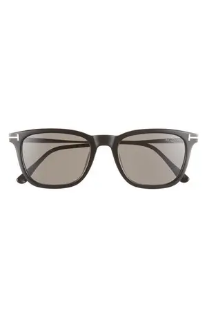 TOM FORD Arnaud 53mm Polarized Square Sunglasses - Shiny Black/smoke Polarized