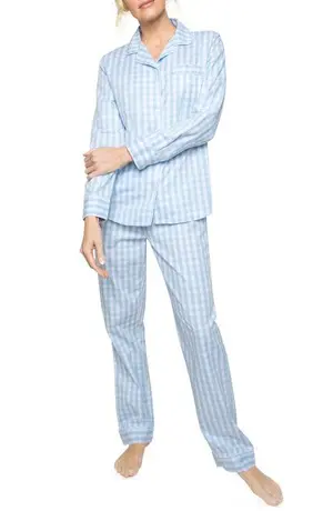 PETITE PLUME Gingham Check Pajamas - Blue