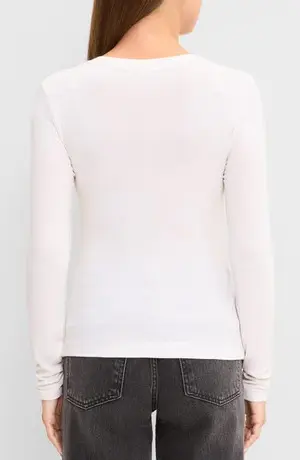 Michael Stars Finn Rib Crewneck Top - Coconut Mi