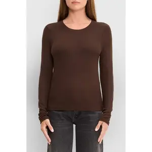 Michael Stars Finn Rib Crewneck Top - Molasses