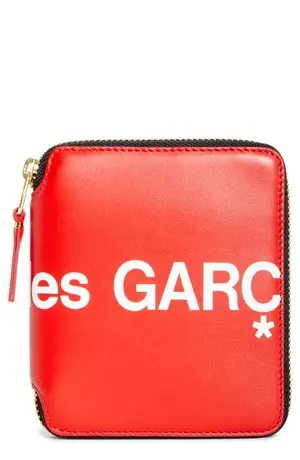 Comme Des Garçons Huge Logo Zip Around Wallet - Red