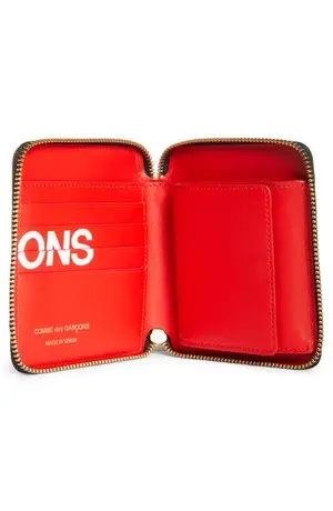Comme Des Garçons Huge Logo Zip Around Wallet - Red