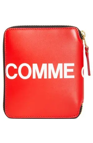 Comme Des Garçons Huge Logo Zip Around Wallet - Red