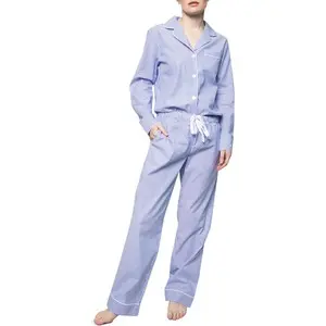 PETITE PLUME Seersucker Stripe Pajamas Blue