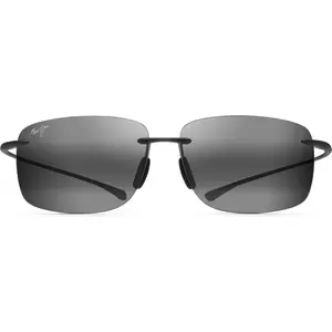 Maui Jim Hema 62mm Polarized Rectangle Sunglasses - Matte Grey