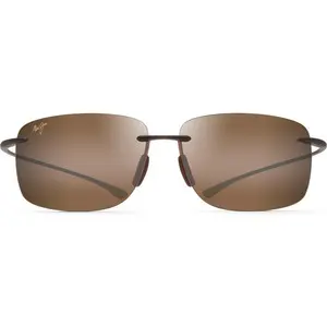 Maui Jim Hema 62mm Polarized Rectangle Sunglasses - Matte Rootbeer