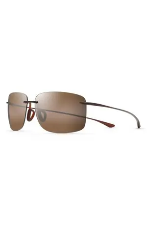 Maui Jim Hema 62mm Polarized Rectangle Sunglasses - Matte Rootbeer