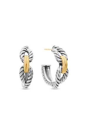 David Yurman Cable Loop Hoop Earrings - Yellow Gold/sterling Silver
