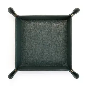 ROYCE NEW YORK Leather Valet Tray - Dark Green