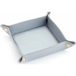 ROYCE NEW YORK Leather Valet Tray - Silver