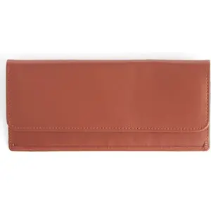 ROYCE NEW YORK Rfid Blocking Leather Clutch Wallet Tan