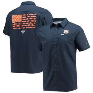Columbia Pfg Auburn Tigers Slack Tide Camp Button-up Shirt - Navy