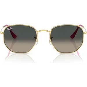 Ray-ban 51mm Geometric Sunglasses - Gold/ Grey Flash