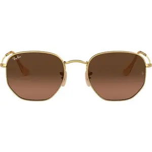 Ray-ban 51mm Geometric Sunglasses - Gold/brown Gradient