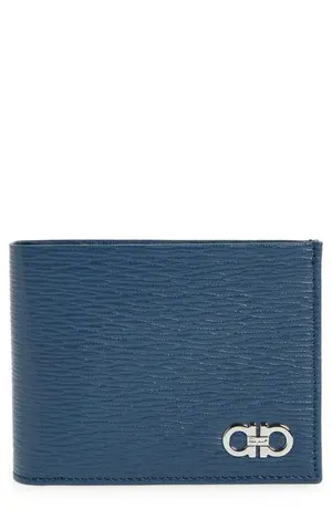 FERRAGAMO Revival Leather Wallet Storm Deep Ocean