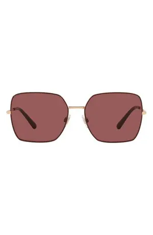 Dolce & Gabbana 57mm Square Sunglasses Pink Gold