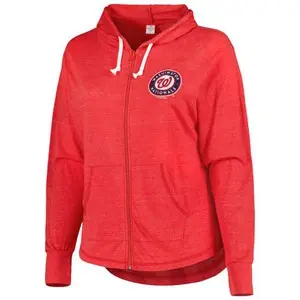 SOFT AS A GRAPE Washington Nationals Full-zip Lightweight Hoodie Top - Red