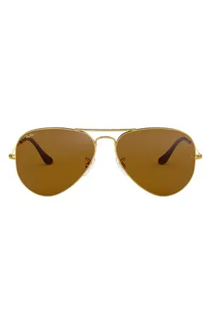 Ray-ban Ray-Ban 58mm Aviator Sunglasses Gold/ Brown Solid