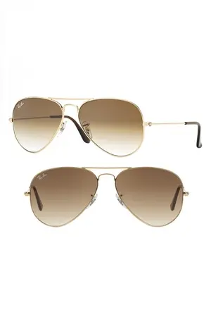 Ray-ban Ray-Ban 58mm Aviator Sunglasses Gold/ Brown