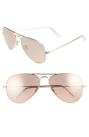 Ray-ban Ray-Ban 58mm Aviator Sunglasses Gold/ Pink Mirror