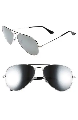 Ray-ban Ray-Ban 58mm Aviator Sunglasses Silver Mirror