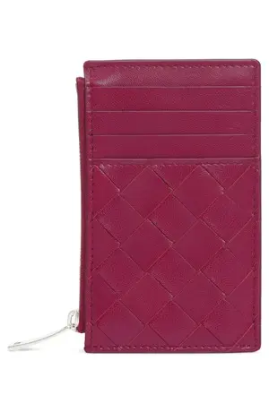 Bottega Veneta Intrecciato Leather Card Case Cinnabar-gold