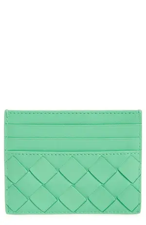 Bottega Veneta Intrecciato Leather Card Case Fountain Silver