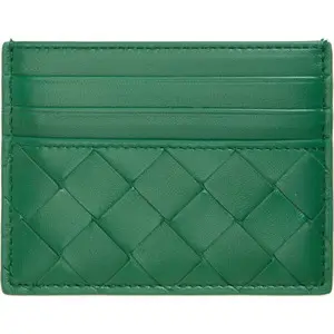 Bottega Veneta Intrecciato Leather Card Case - Jungle-gold